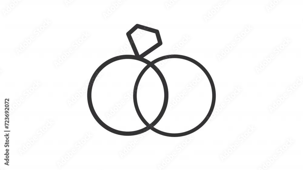 Animated wedding rings icon. Marriage line animation. Wedding day ...