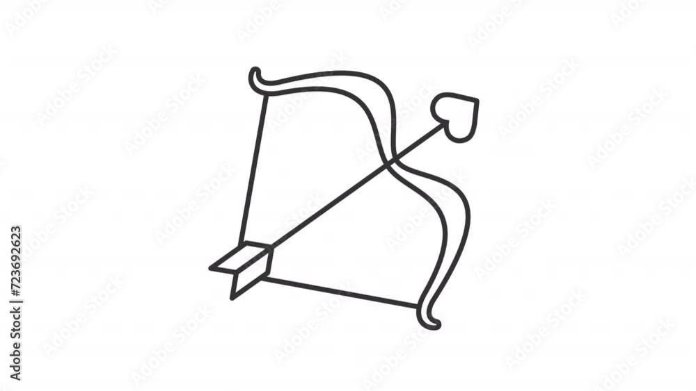 Vidéo Stock Animated cupid arrow icon. Bow with love arrow line ...
