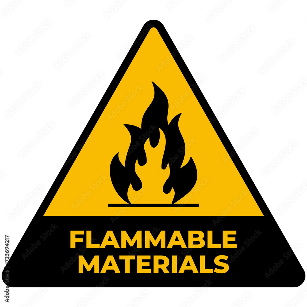 Fire warning sign icon. Describes flammable materials and fire hazards ...