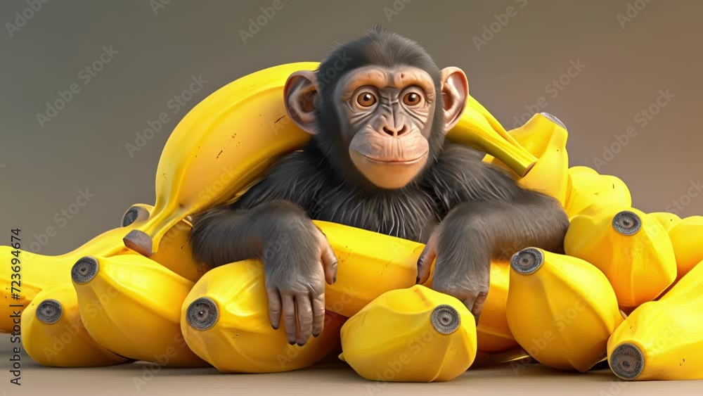 Vidéo Stock A clever monkey has disguised themselves as a banana ...
