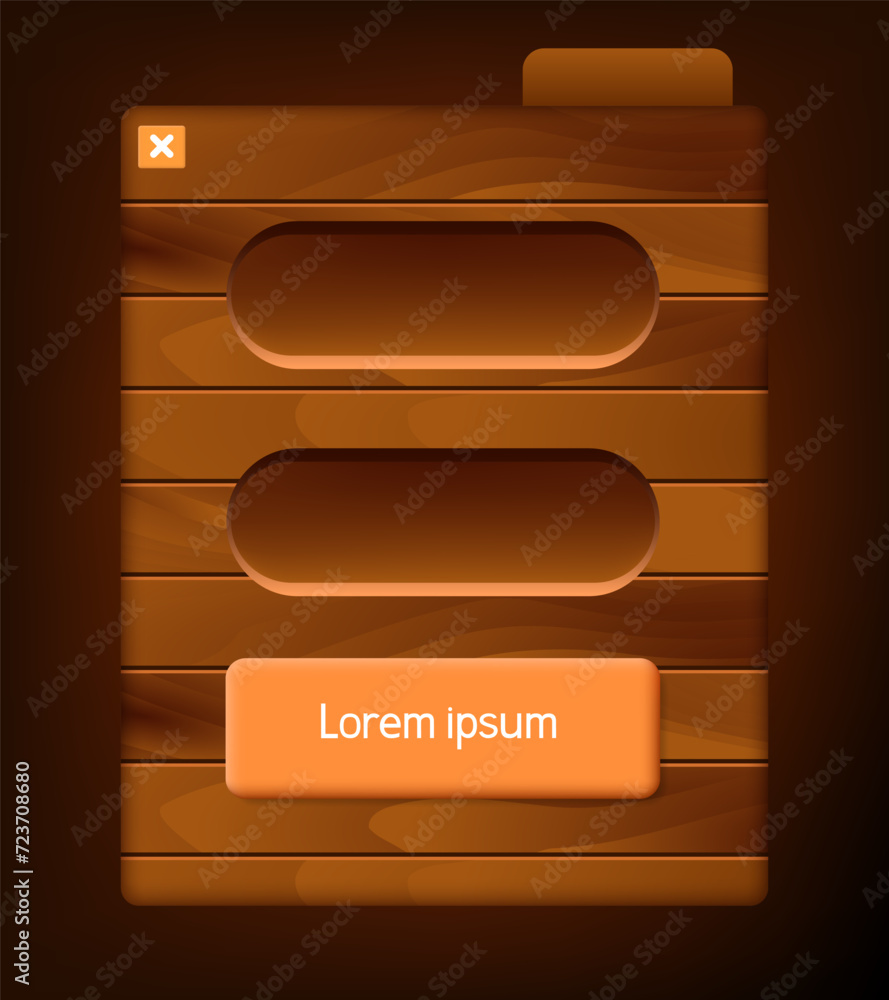Login form. Wooden form for website. Vector clipart isolated on dark ...