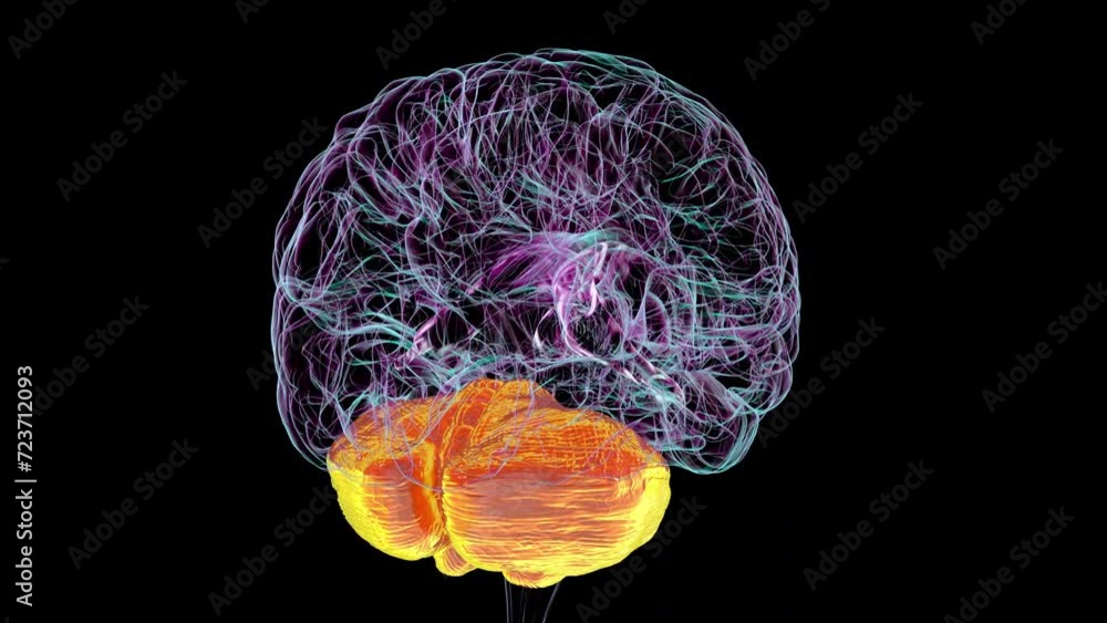 3D animation showing the anatomical structure of the human brain with ...