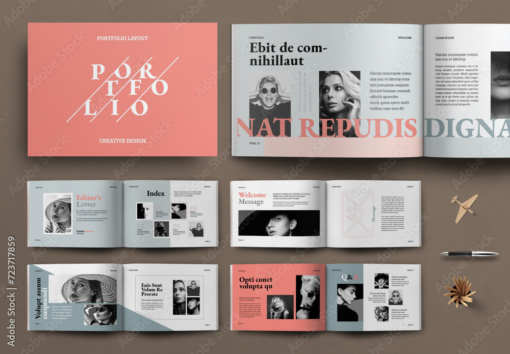 Modern Portfolio Magazine Design Layout Landscape Stock Template ...