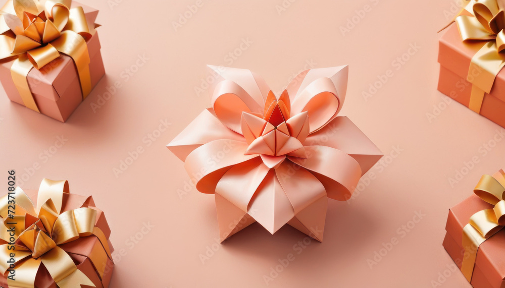 Gift Peach Background Boxes rest on peach background, Ideal for ...