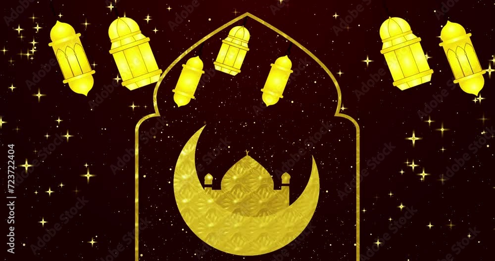 4K Ramadan Background with Islamic moon and lantern. Ramadan Kareem ...