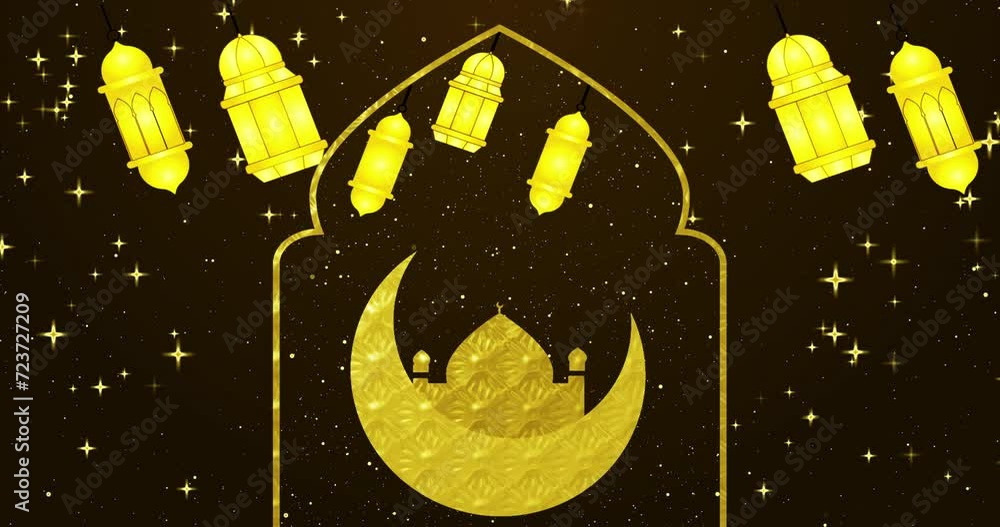 4K Ramadan Background with Islamic moon and lantern. Ramadan Kareem ...
