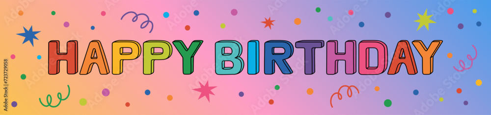 Happy Birthday Greeting card with rainbow colored inscription. Hand ...