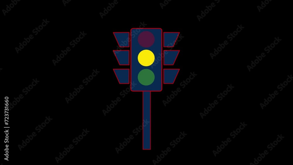 Vidéo Stock Animation of Traffic Light on black background. Traffic ...