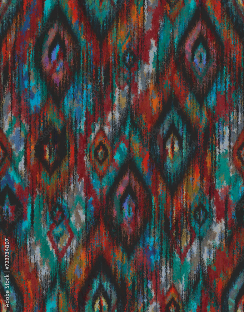 Seamless Multicolour textured African Rug Pattern white Background ...