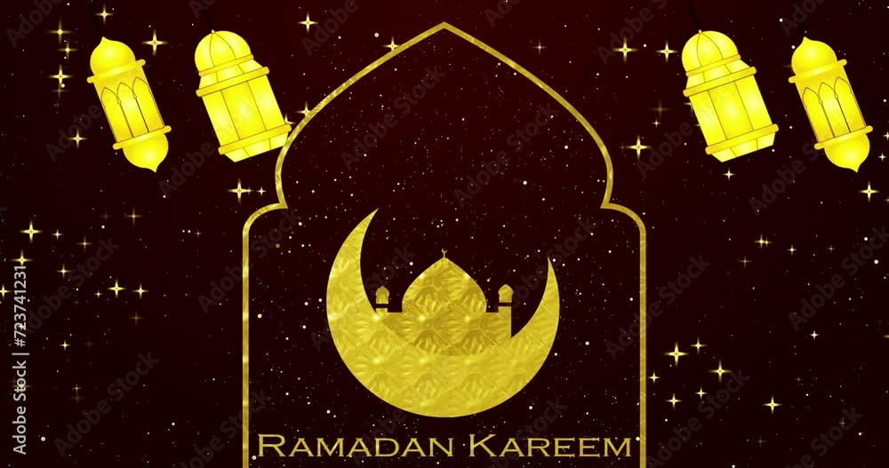 4K Ramadan Background with Islamic moon and lantern. Ramadan Kareem ...