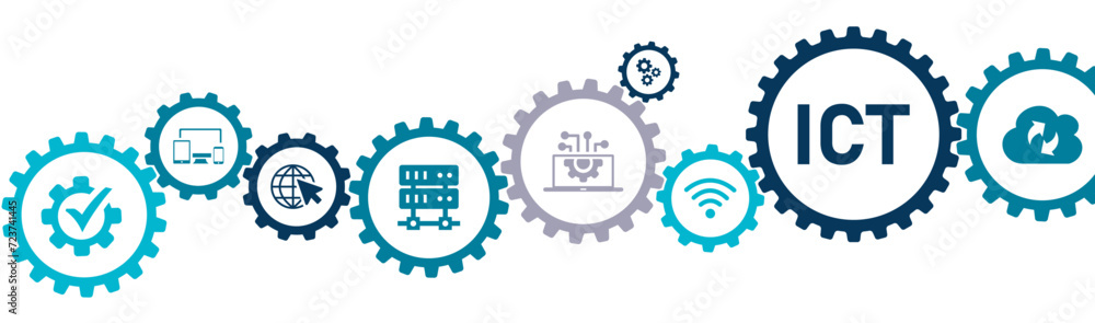 Information and Communication Technology(ICT) banner website icons ...