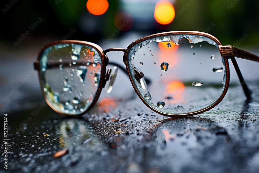 realistics mesmerizing dance of raindrops on puddles, transforming ...