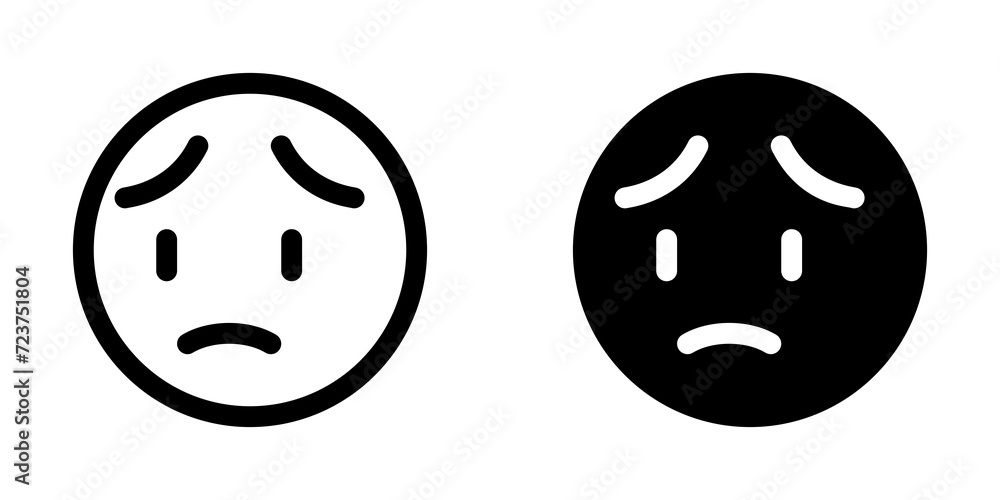 Editable worry, sad face expression emoticon vector icon. Part of a big ...