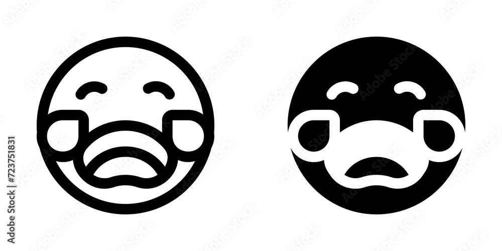 Editable crying expression emoticon vector icon. Part of a big icon set ...