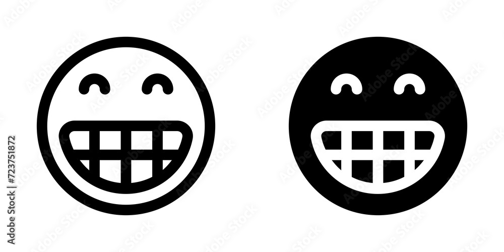 Editable happy grin expression emoticon vector icon. Part of a big icon ...