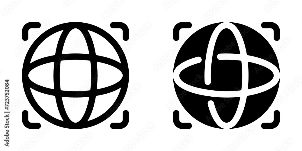 Editable open-world game, simulation, globe vector icon. Video game ...