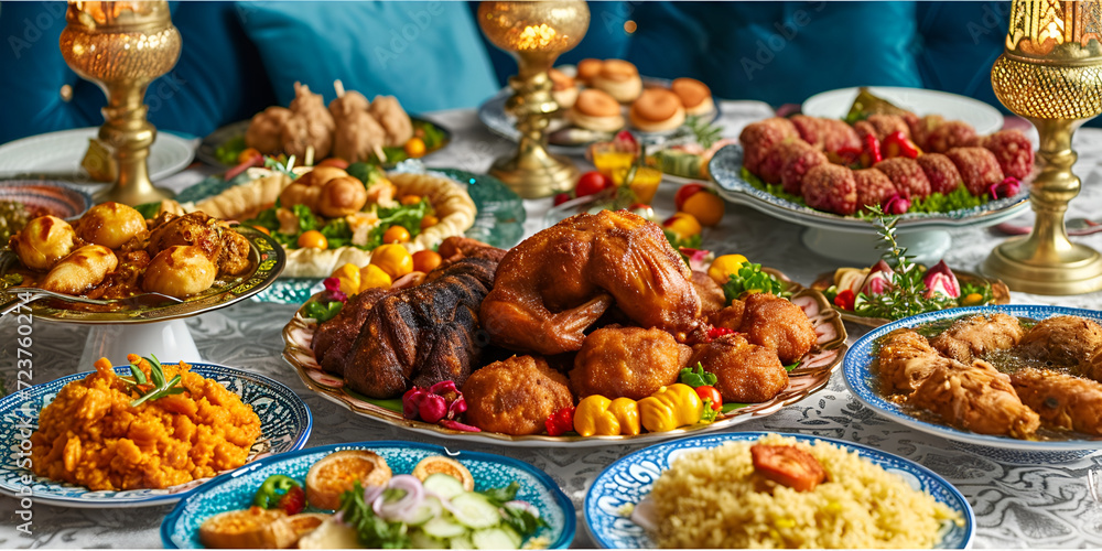 Feast, Fasting , happy fasting, a table full food variety Stock Photo ...