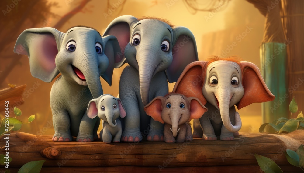 Cartoon Elephant Family: A beautiful illustration of happy family of ...