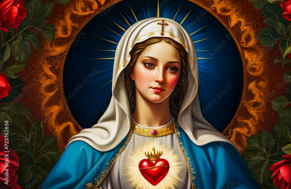 Sacred Depiction: The Immaculate Heart of The Blessed Virgin Mary Stock ...
