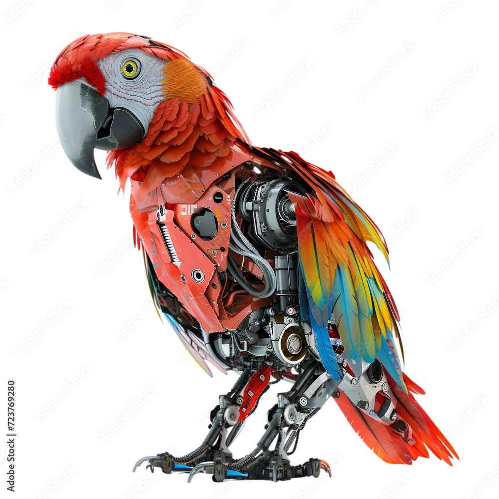 Robotic Parrot on Transparent Background, Advanced Biorobotics Design ...