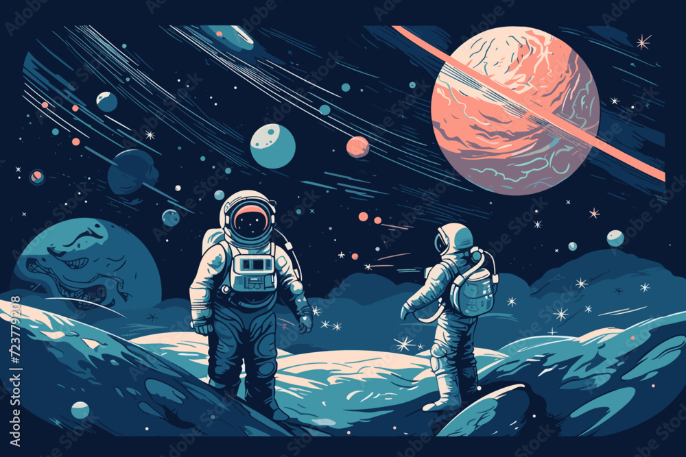 Exploration of Space and Universe Concept, Astronauts in Spacecraft ...