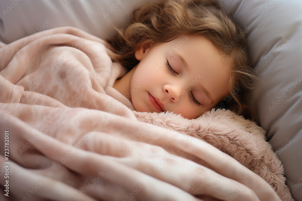 Generative AI picture of adorable lovely cute girl sleeping in ...