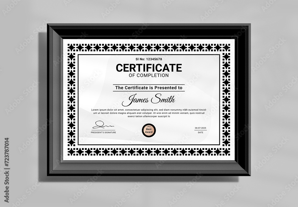 Luxury Black Border Certificate Template Stock Template | Adobe Stock