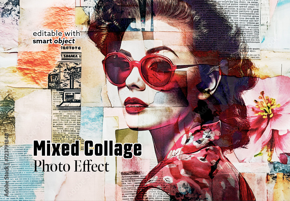 Mixed Collage Photo Effect. Some Elements Ai Generated Stock Template ...