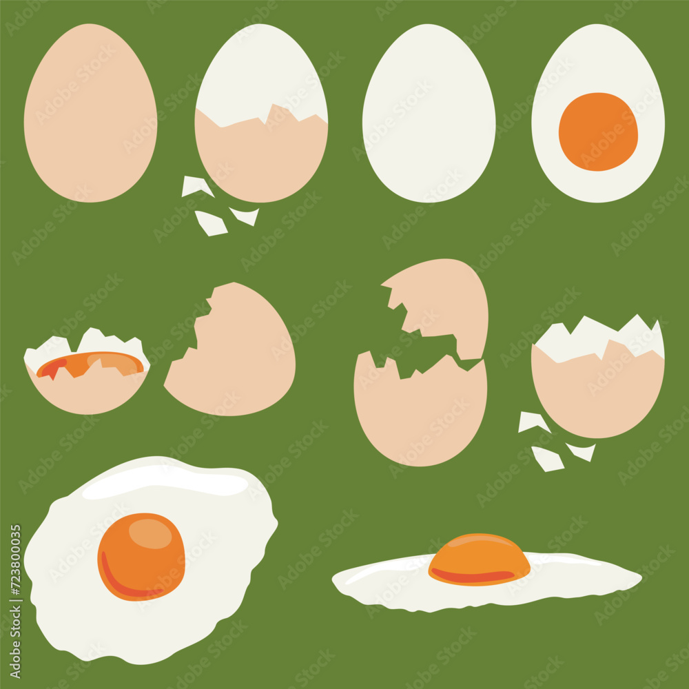 Set of vector illustrations of eggs. Ingredients and recipes ...