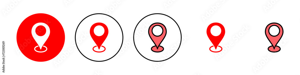 Address icon set illustration. home location sign and symbol. pinpoint ...