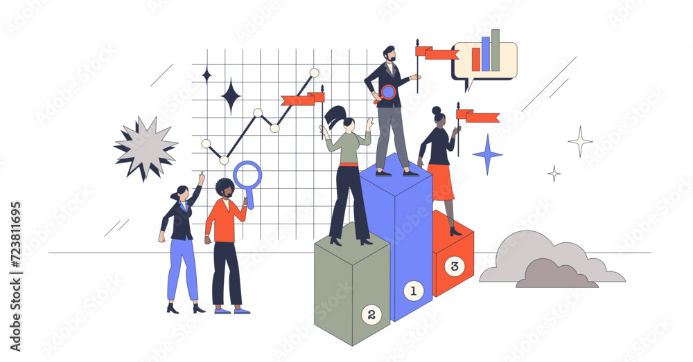 Vecteur Stock Competitor benchmarking or company evaluation tools retro ...