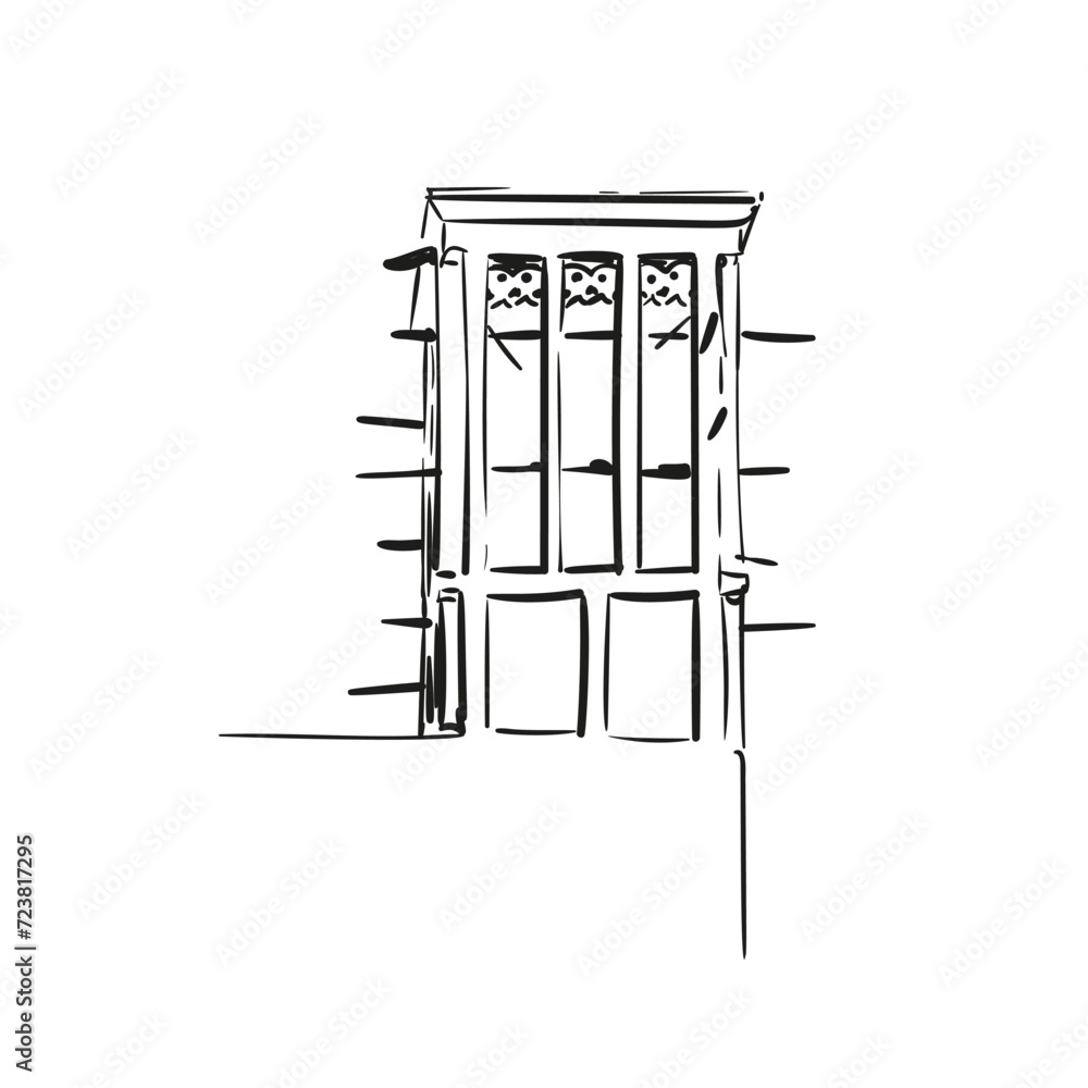Wind catcher tower hand drawn illustration, Vector line sketch of ...