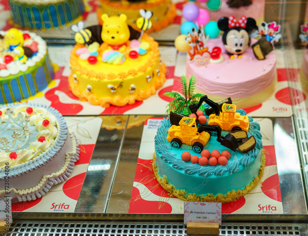 Bangkok, Thailand- 26 october 2023: Cakes for kids in the Srifa bakery ...