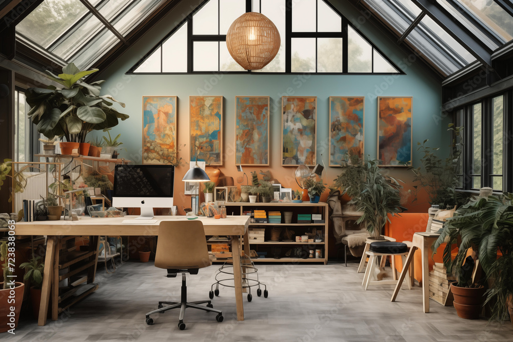 Beautiful house office interior design cabin house country side living ...