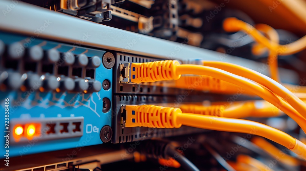 Dynamic and dramatic computer network diagram with servers, routers ...