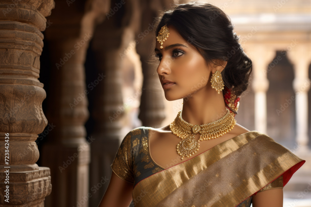 Indian ethnic beautiful young woman wearing traditional costumes and ...