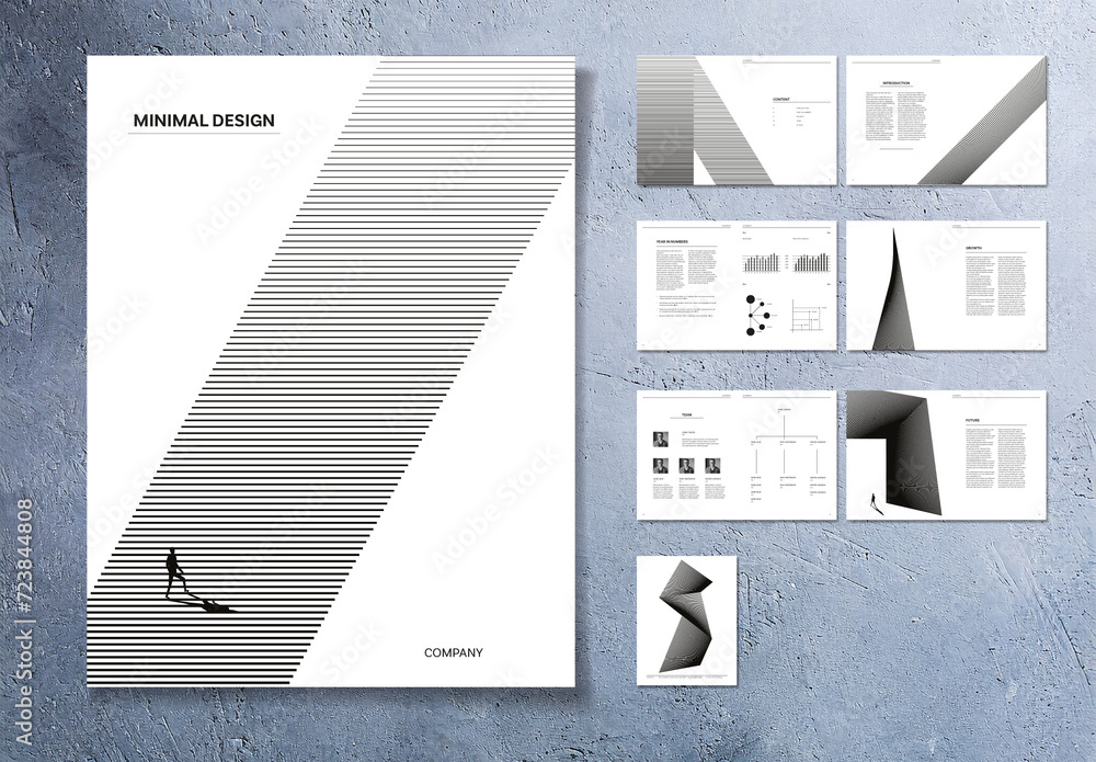 Minimal Design Grayscale Report Stock Template | Adobe Stock