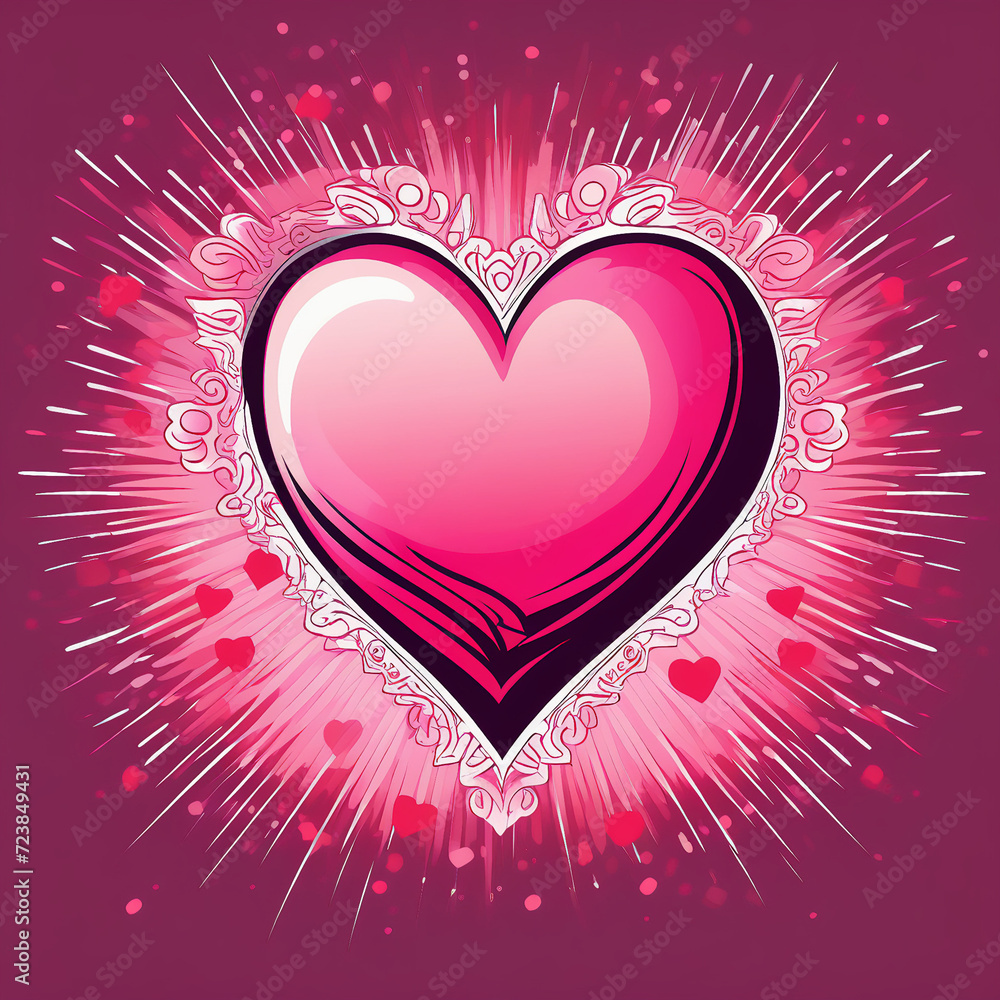 "Radiant Valentine's Day Delight: A Vibrant Vector Illustration Featuring Blinking Hearts and a ...