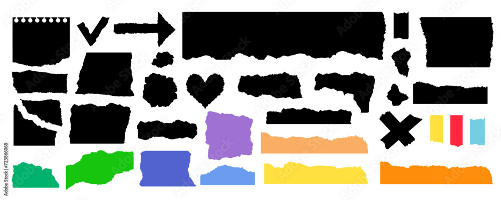 Jagged shapes.Set of ripped paper different forms isolated on white ...