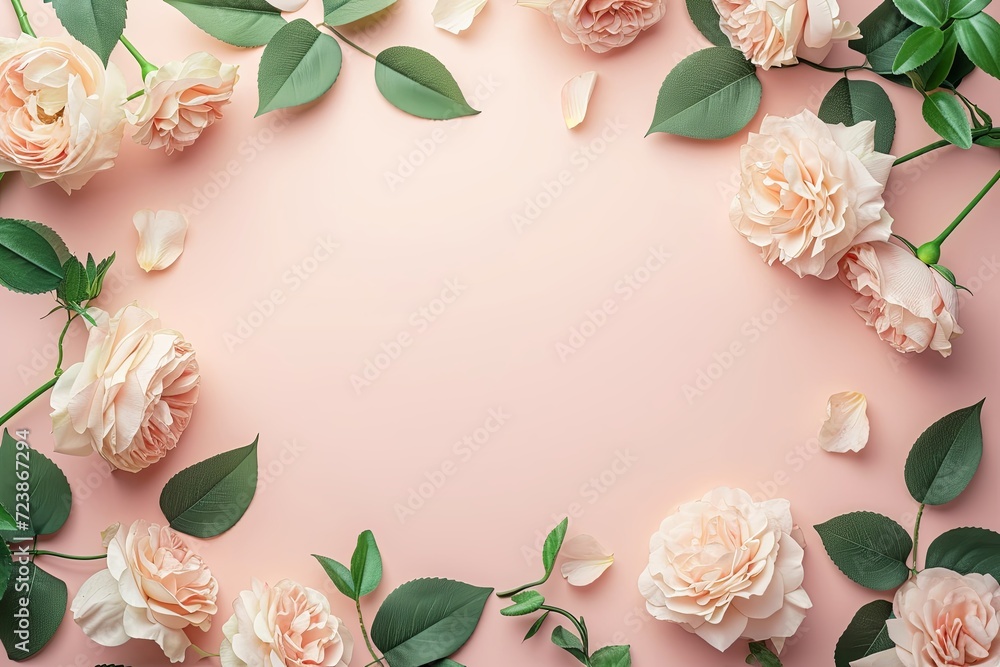 top view angle shot, gradient background with floral margins, old paper ...