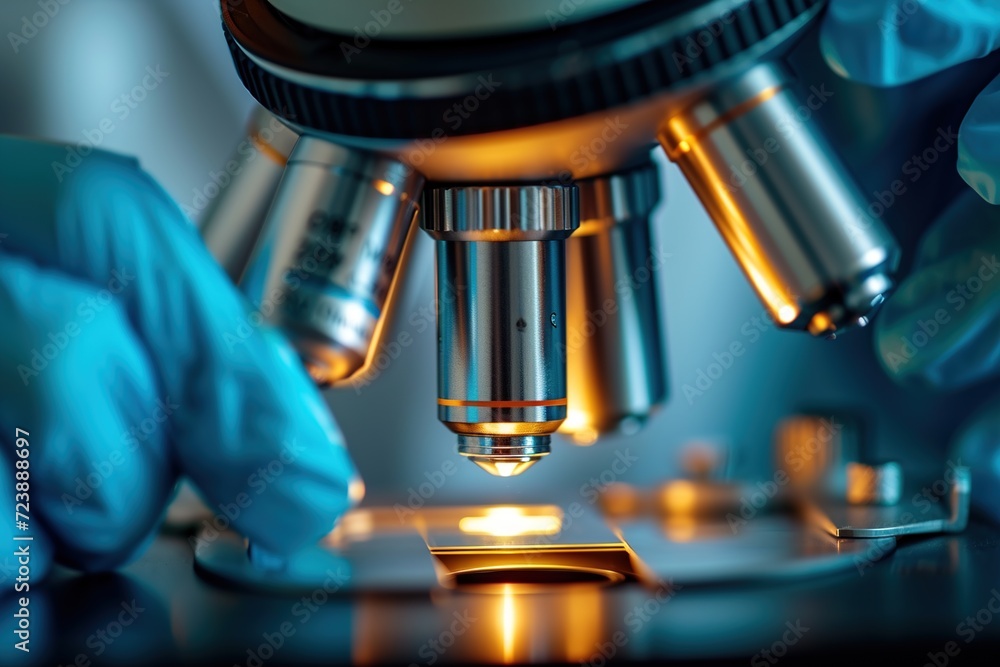 Scientific Laboratory Equipment with Test Tubes, Microscope, and ...