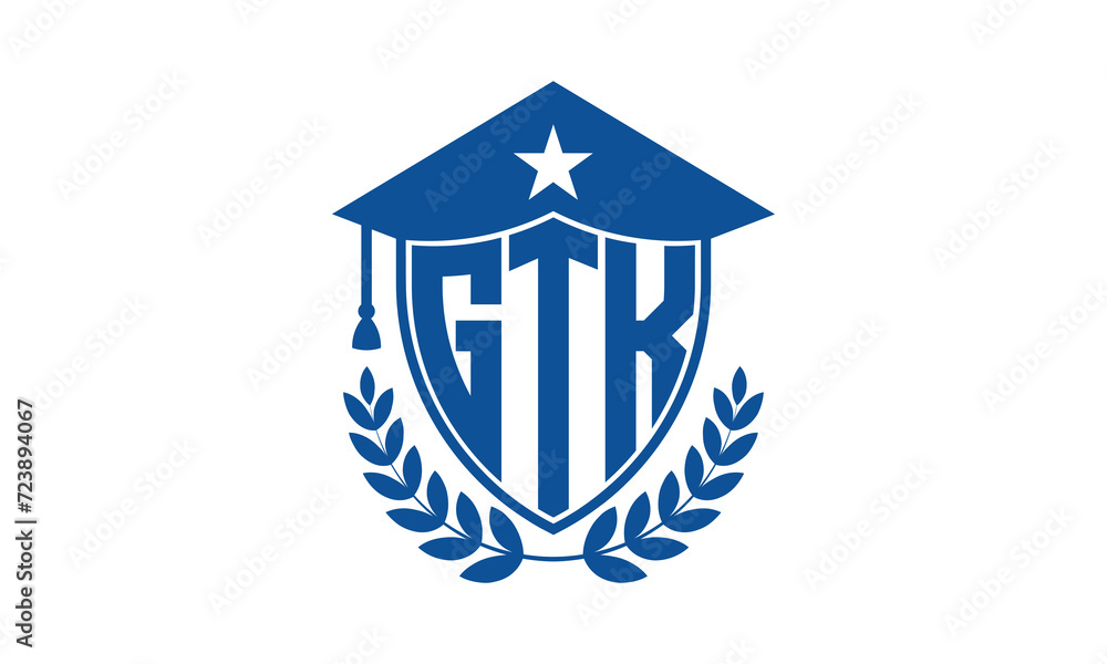 GTK three letter iconic academic logo design vector template. monogram ...