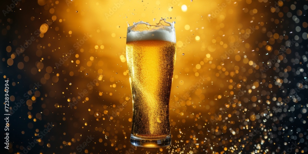 A Refreshing Moment Captured As Golden Beer Cascades Into A Waiting ...