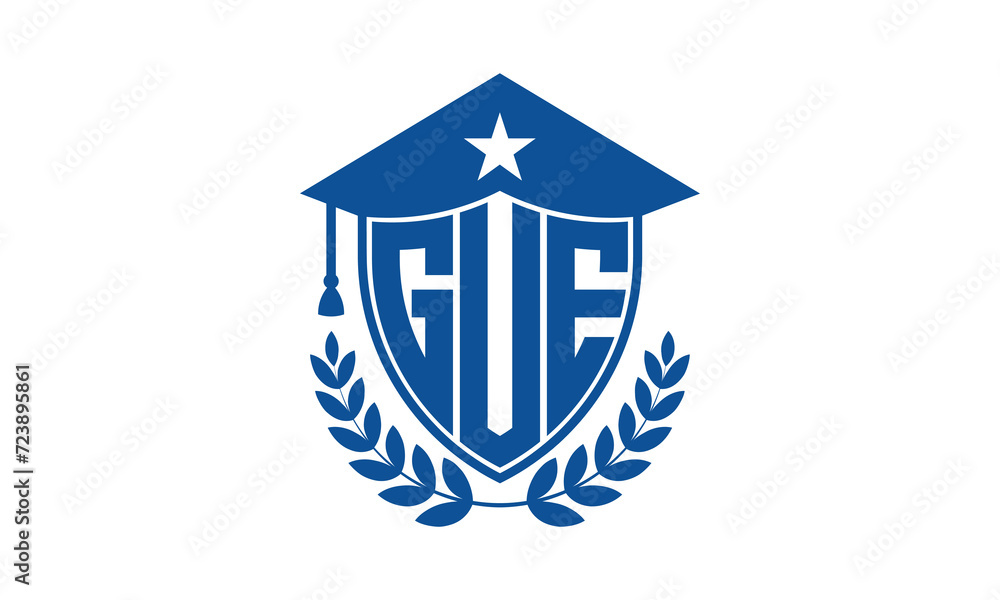 GUE three letter iconic academic logo design vector template. monogram ...
