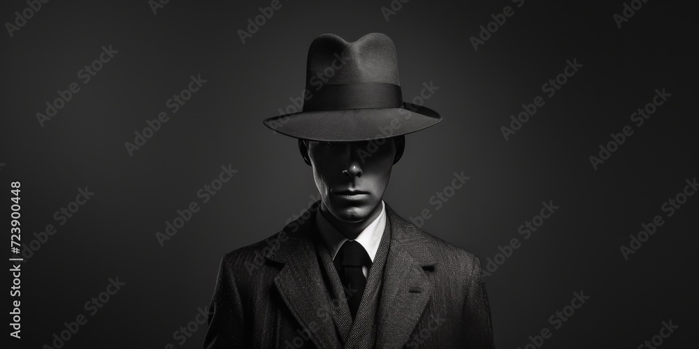 Vintage Detective In Signature Hat Stands Out Against Moody Black And ...