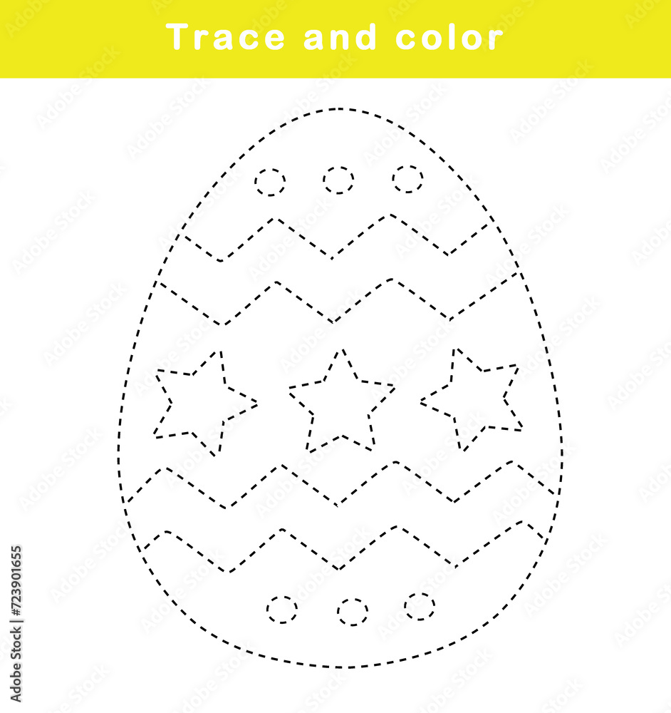 Trace and color cute Easter eggs. Easter egg tracing worksheet. Simple ...