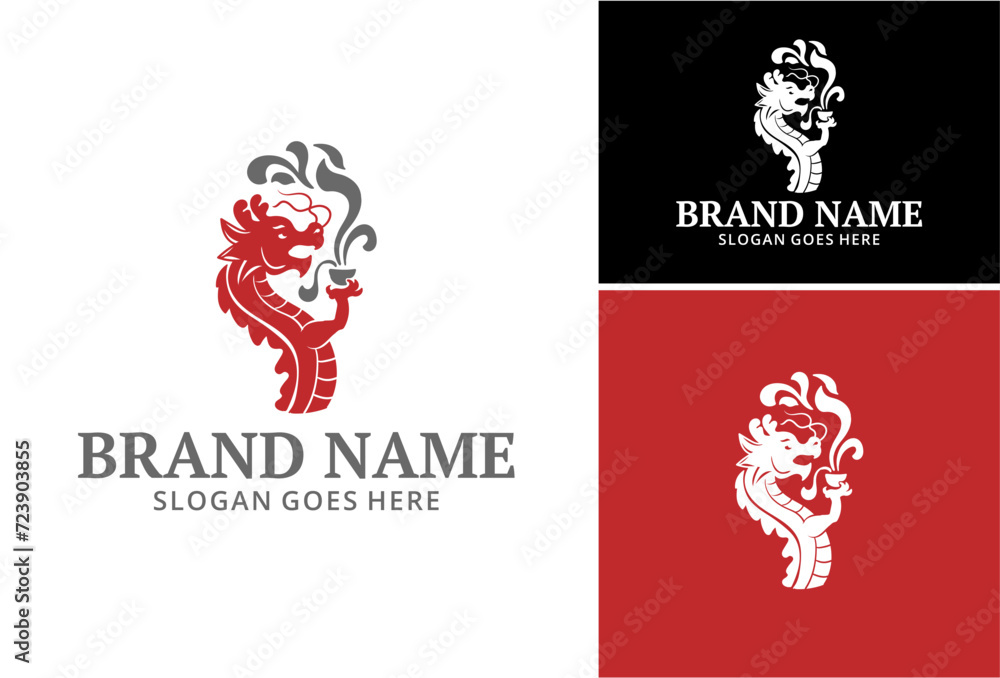 Dragon image, dragon holding a cup. Design for business company, Logo ...
