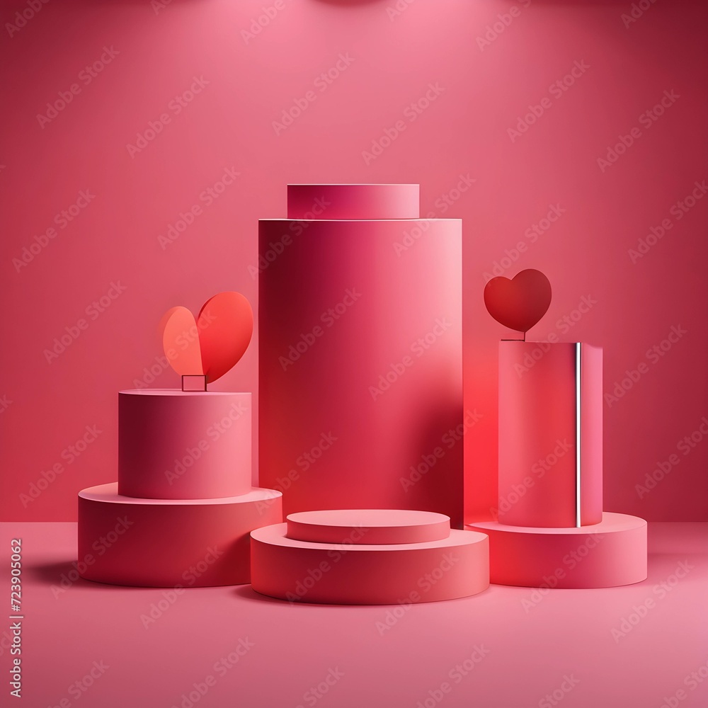 Cosmetics product line with red color background and copy space Set of ...