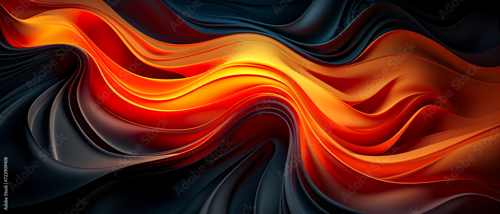 Mesmerizing black and orange wavy abstract background. Realistic usage ...