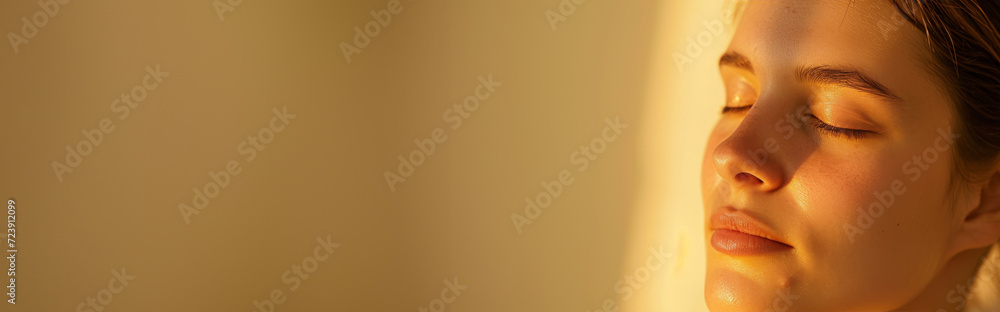 Generative AI image of a woman's tranquil face during a body contouring ...